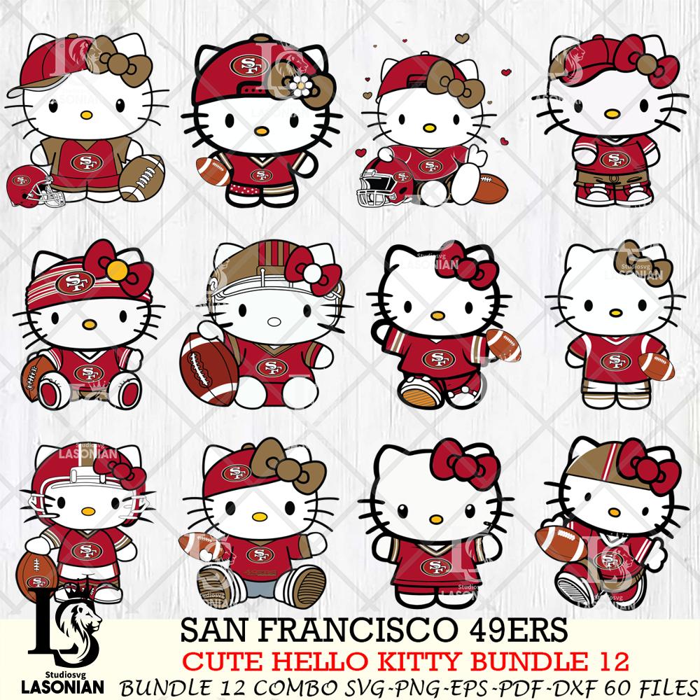 San Francisco 49ers Cute Hello Kitty NFL Bundle 12 SVG – lasoniansvg