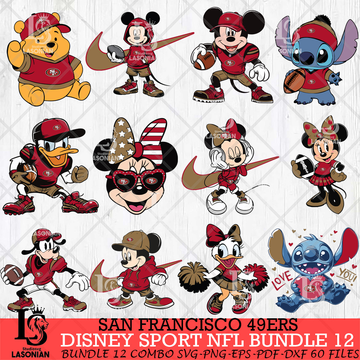 San Francisco 49ers Disney NFL Bundle 12 – lasoniansvg