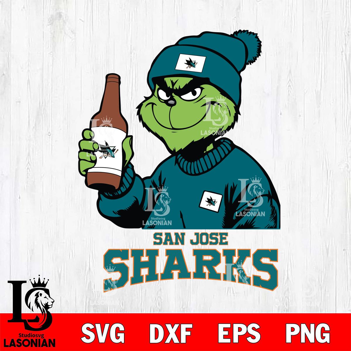 San Jose Sharks Grinch Drinking Beer Christmas – lasoniansvg