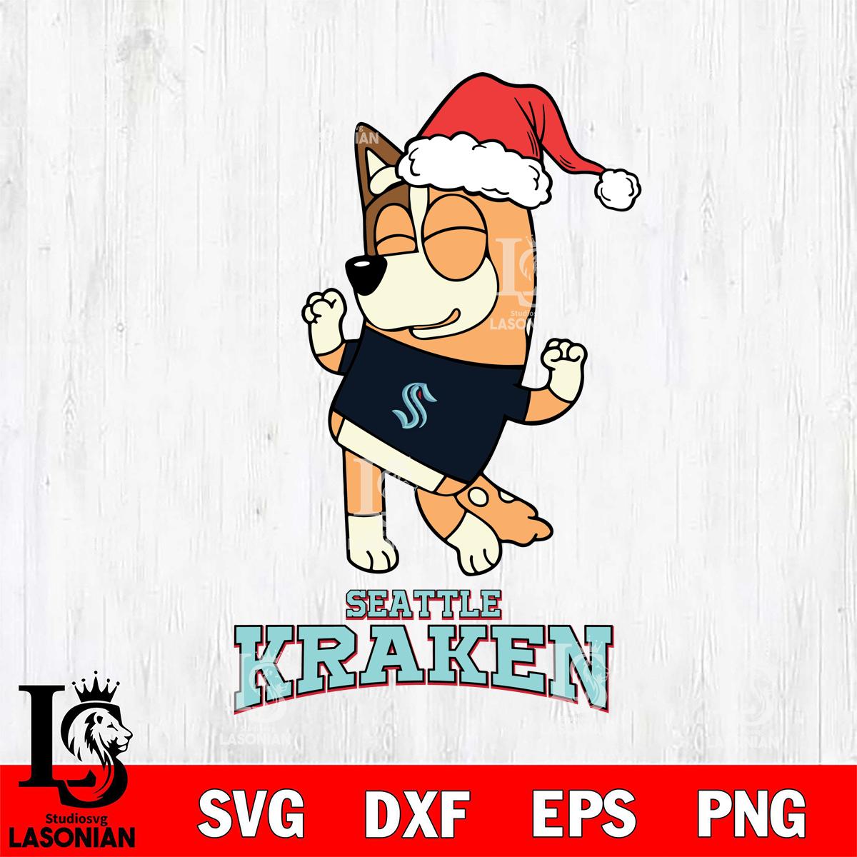 Seattle Kraken Bluey Chilli Happy Christmas – lasoniansvg