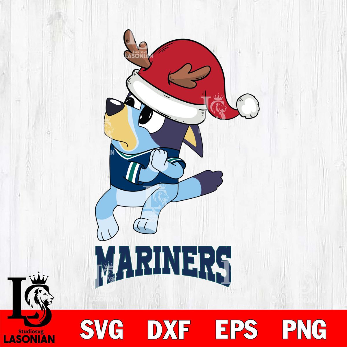 Seattle Mariners Christmas Bluey Santa Claus – lasoniansvg