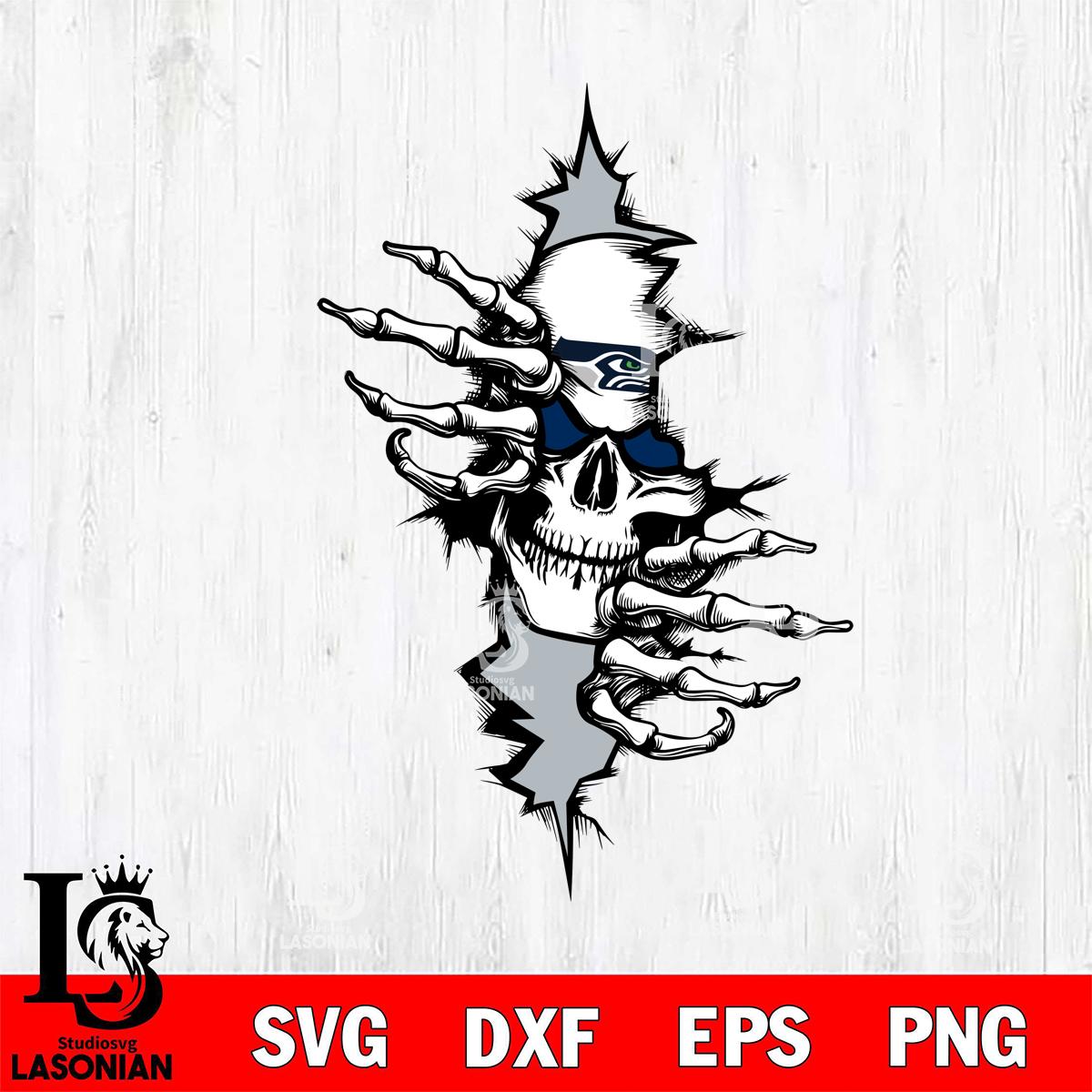 Seattle Seahawks Badass Skull SVG – lasoniansvg