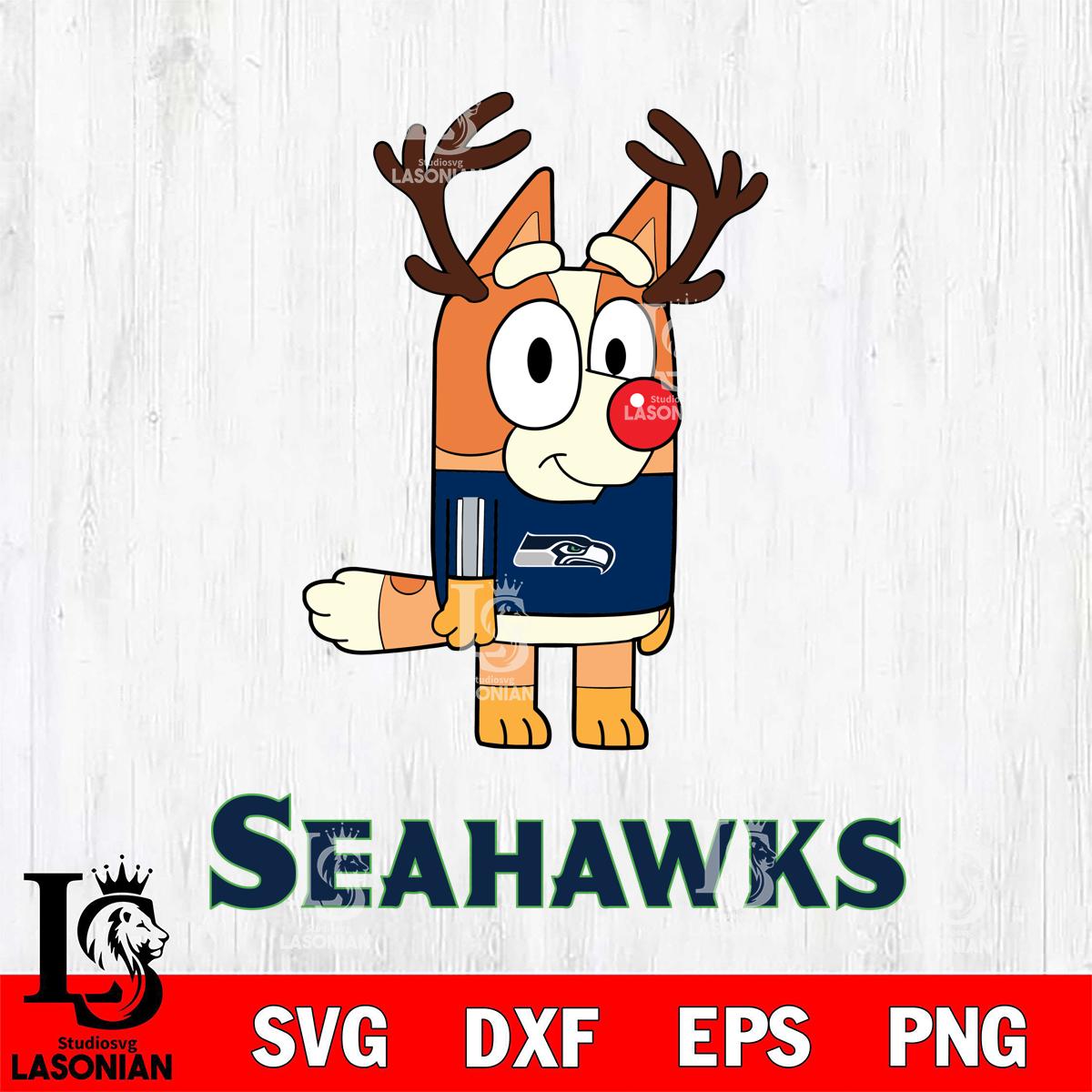 Seattle Seahawks Bluey Chilli Christmas Deer – lasoniansvg