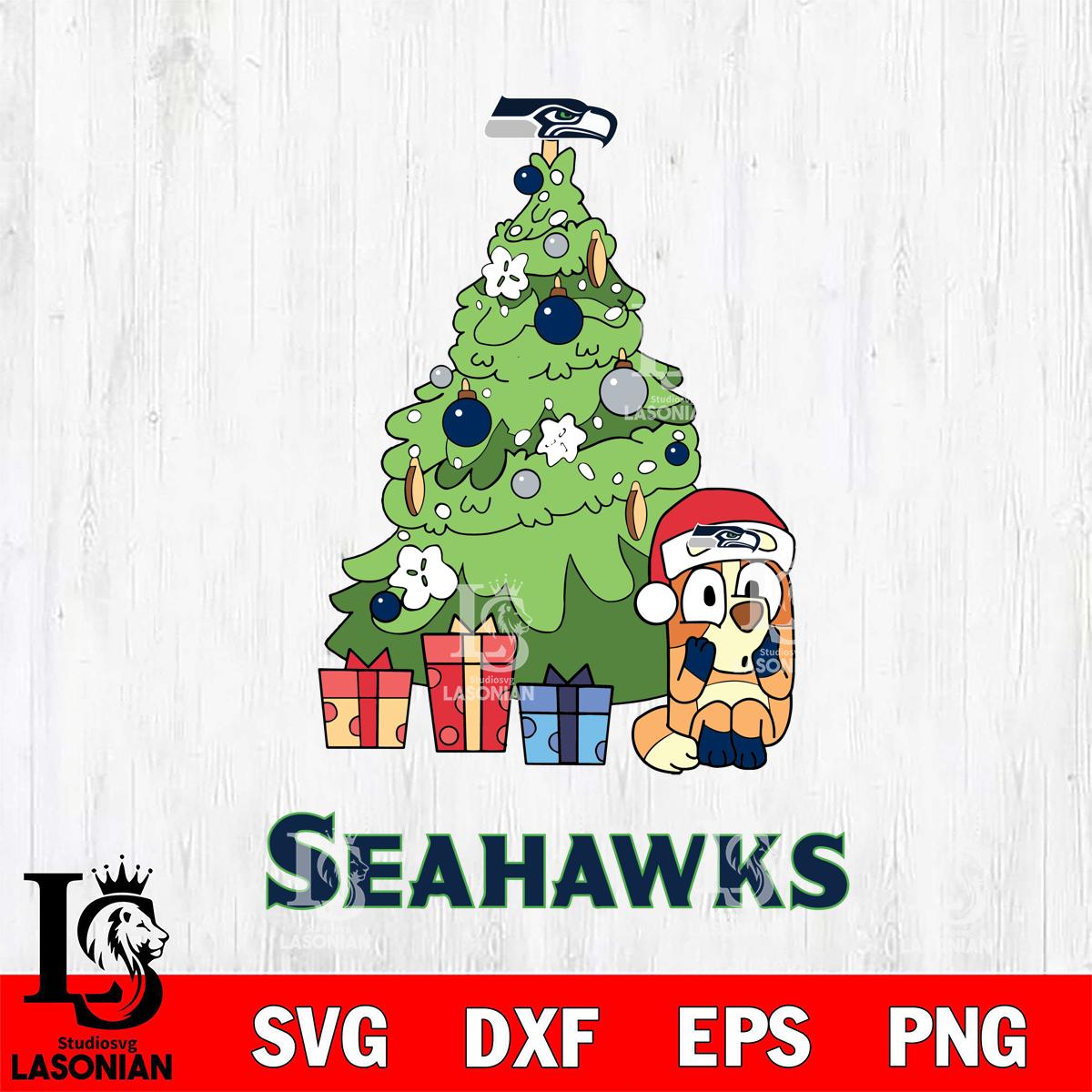 Seattle Seahawks Bluey Chilli Christmas Tree – lasoniansvg