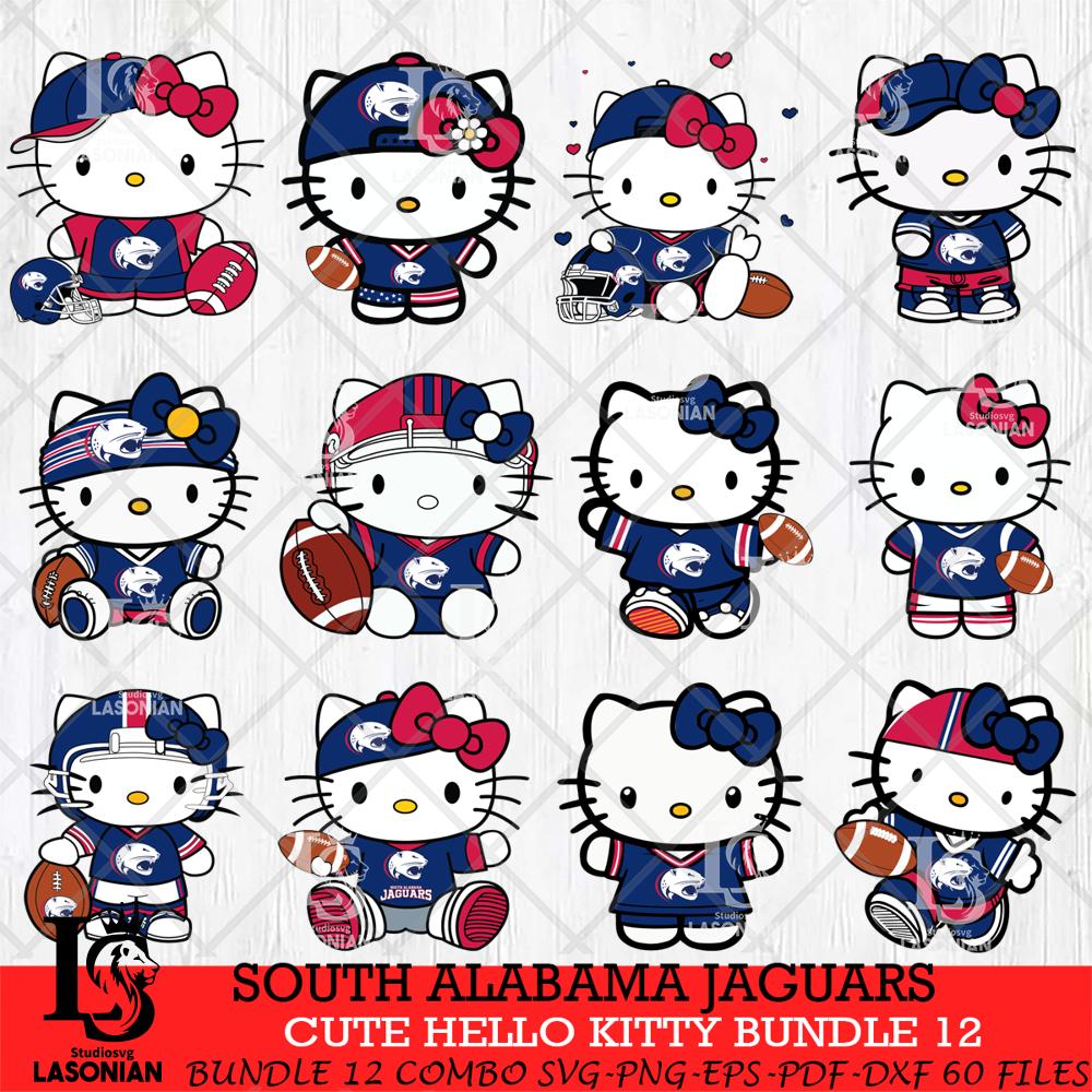 South Alabama Jaguars Cute Hello Kitty Bundle 12 SVG – lasoniansvg