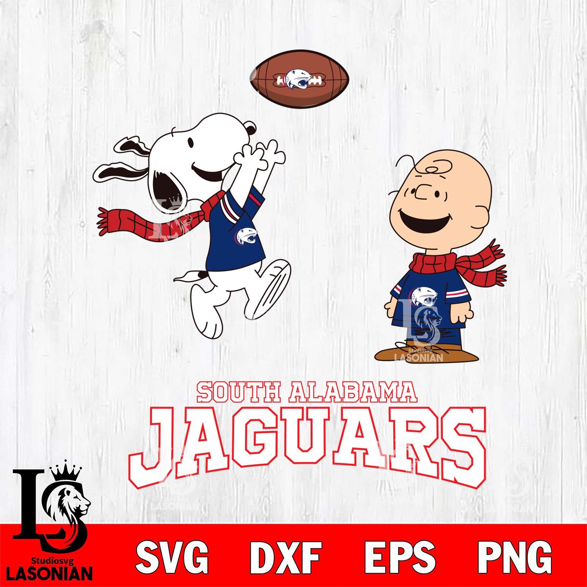 South Alabama Jaguars Snoopy & Charlie Brown Football – lasoniansvg