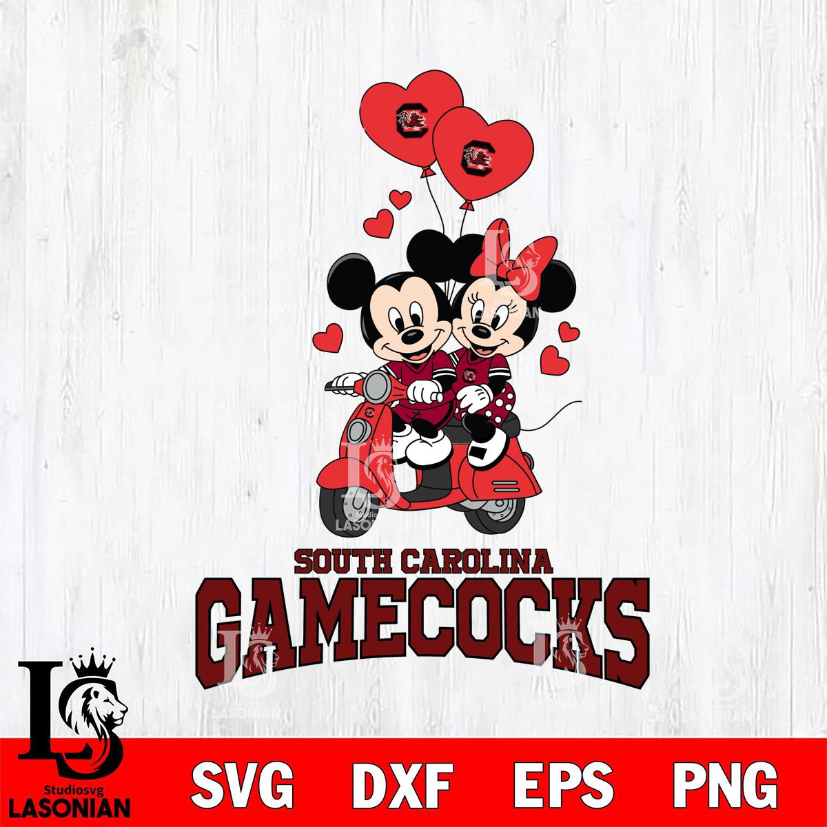 South Carolina Gamecocks Mickey and Minnie Mouse Valentine File Cut ...