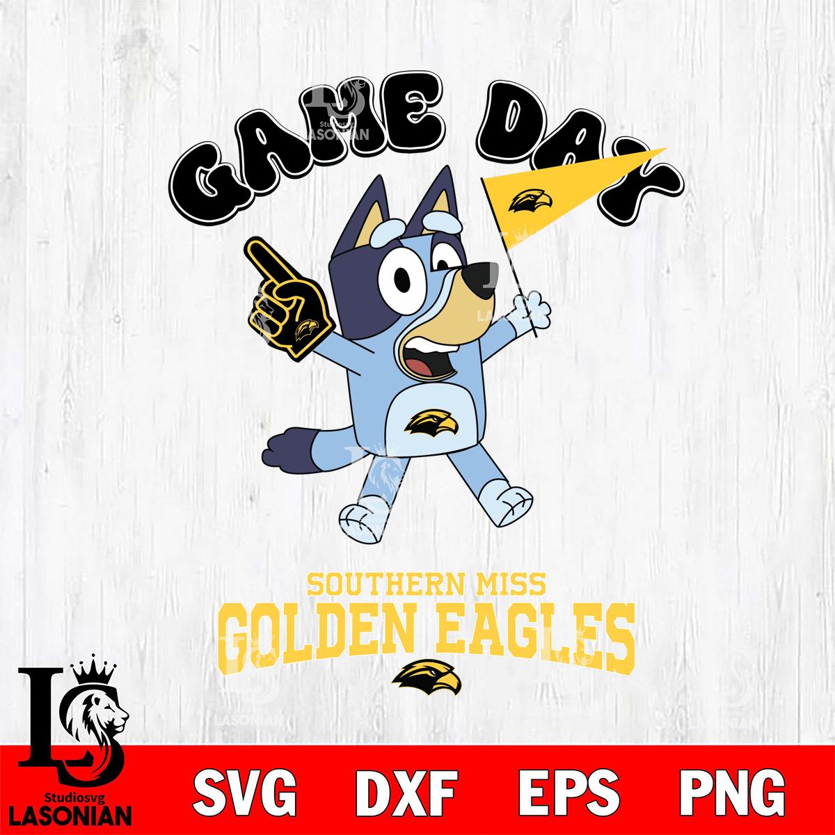 Southern Miss Golden Eagles Bluey Game Day – lasoniansvg