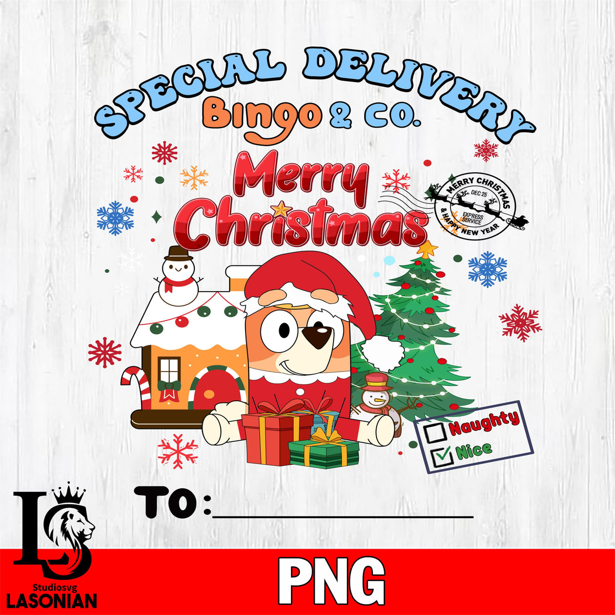 Special Delivery Bingo & Co Merry Christmas – lasoniansvg