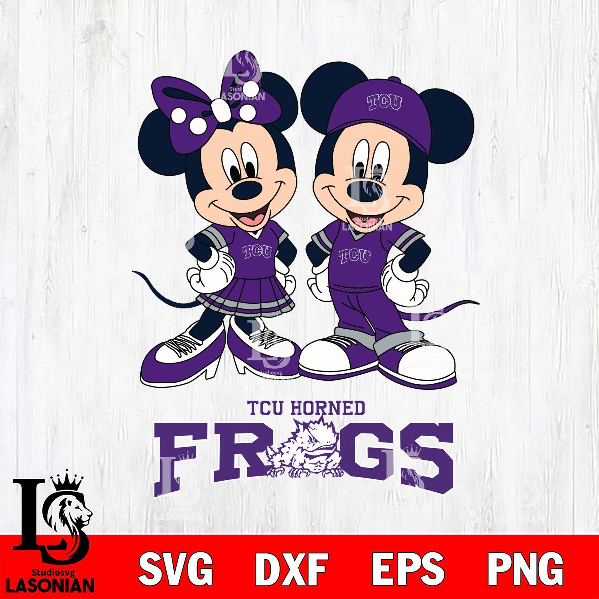 TCU Horned Frogs Mickey Minnie Mouse rugby ball – lasoniansvg