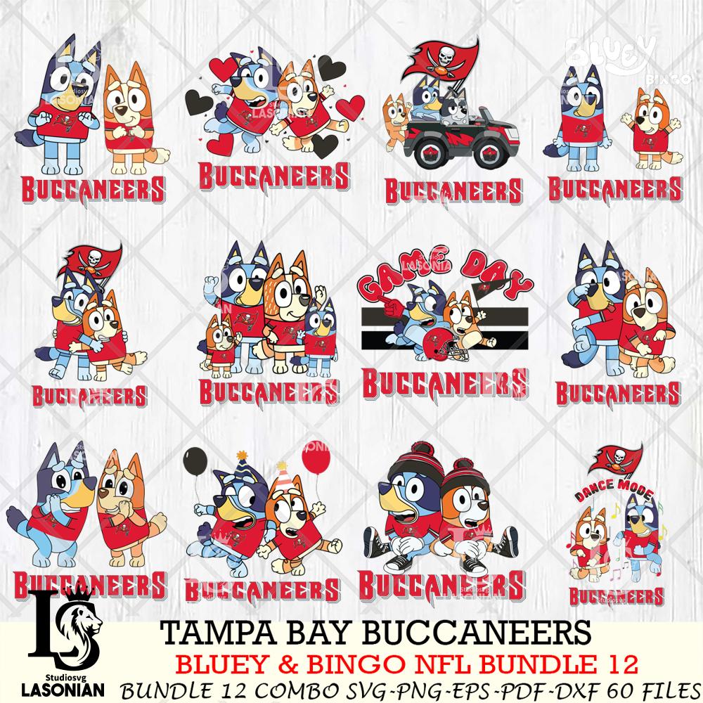 Tampa Bay Buccaneers Bluey & Bingo Bundle 12 SVG – lasoniansvg