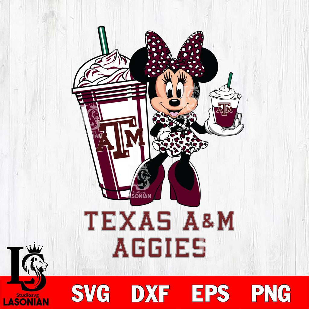 Texas A M Aggies Minnie Mouse Fan And Coffee – lasoniansvg