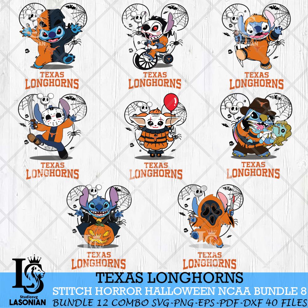 Texas Longhorns Stitch Horror Halloween Bundle NCAA – lasoniansvg