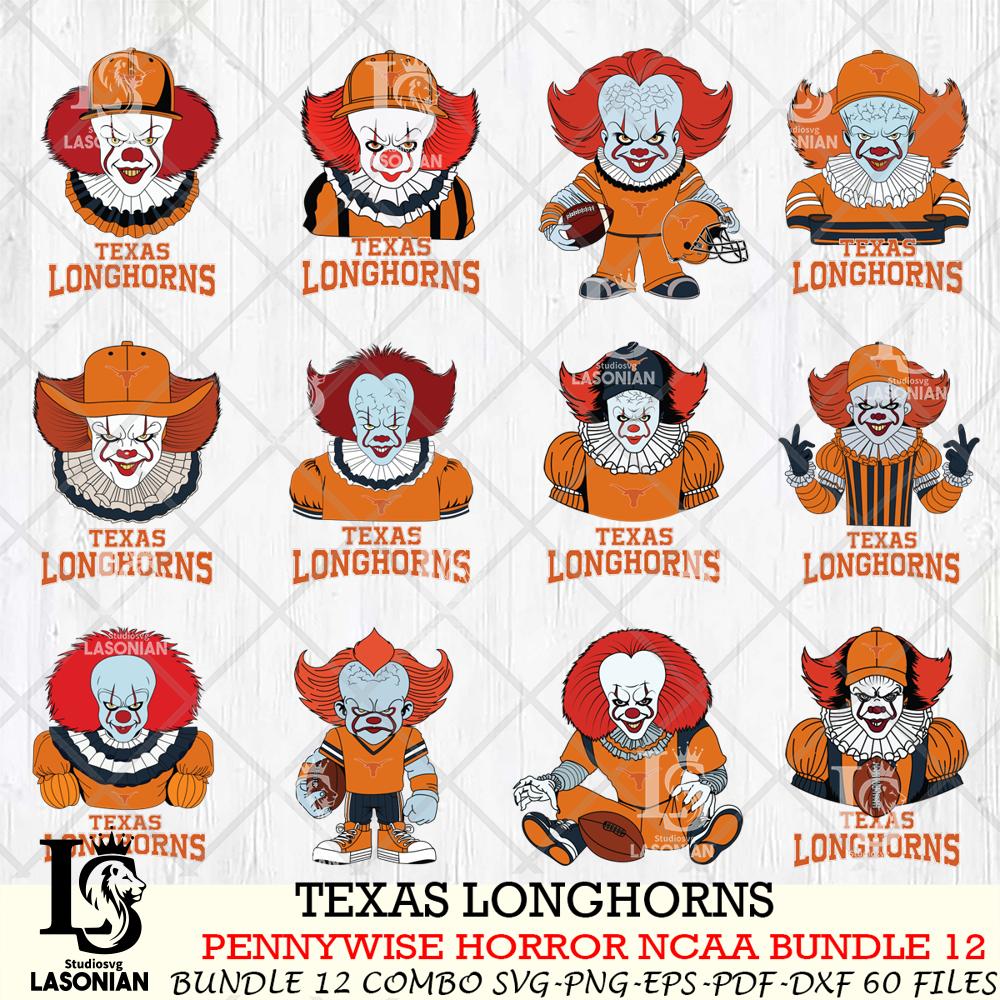 Texas Longhorns Pennywise Horror NCAA Bundle 12 SVG – lasoniansvg