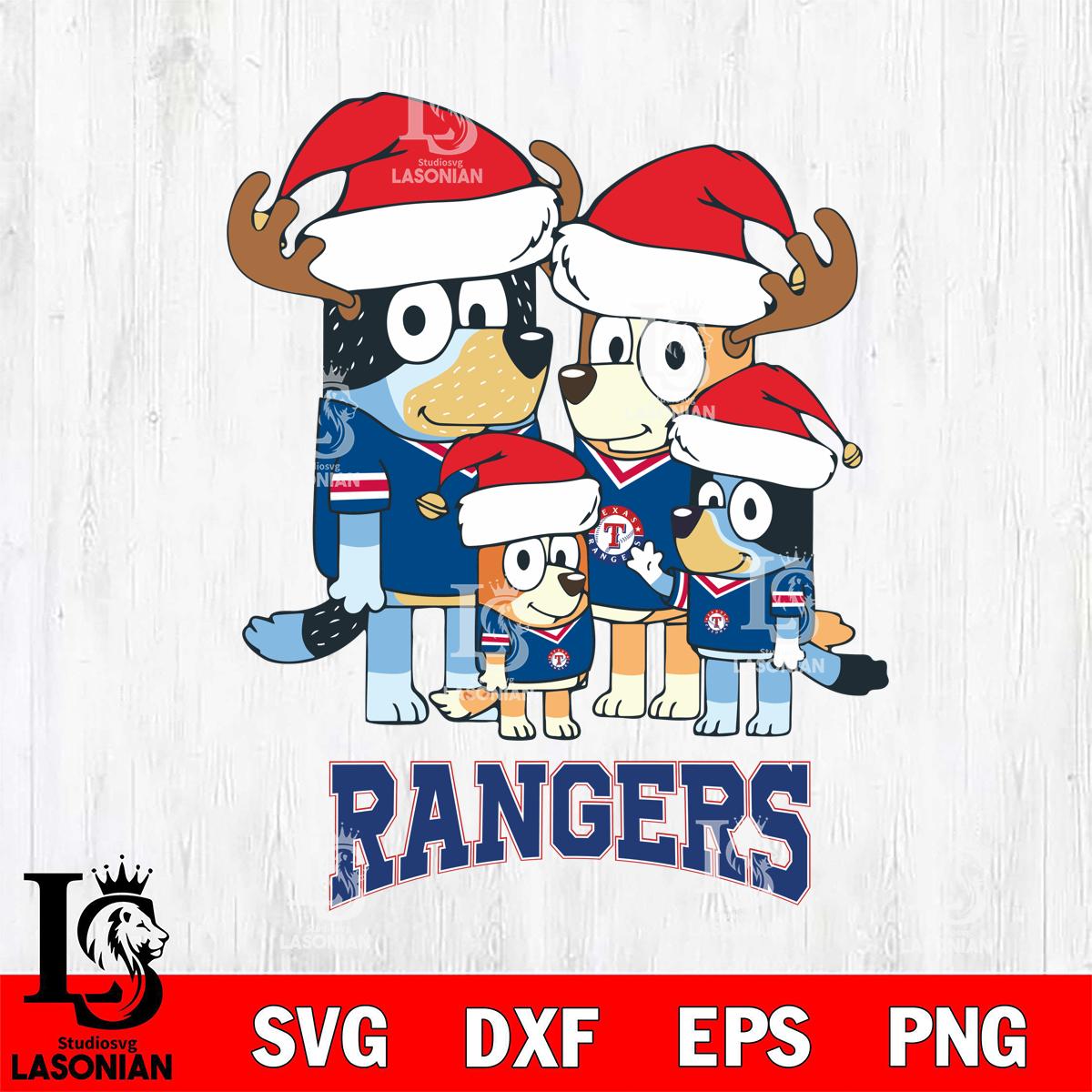 Texas Rangers Christmas Bluey Santa Family – lasoniansvg