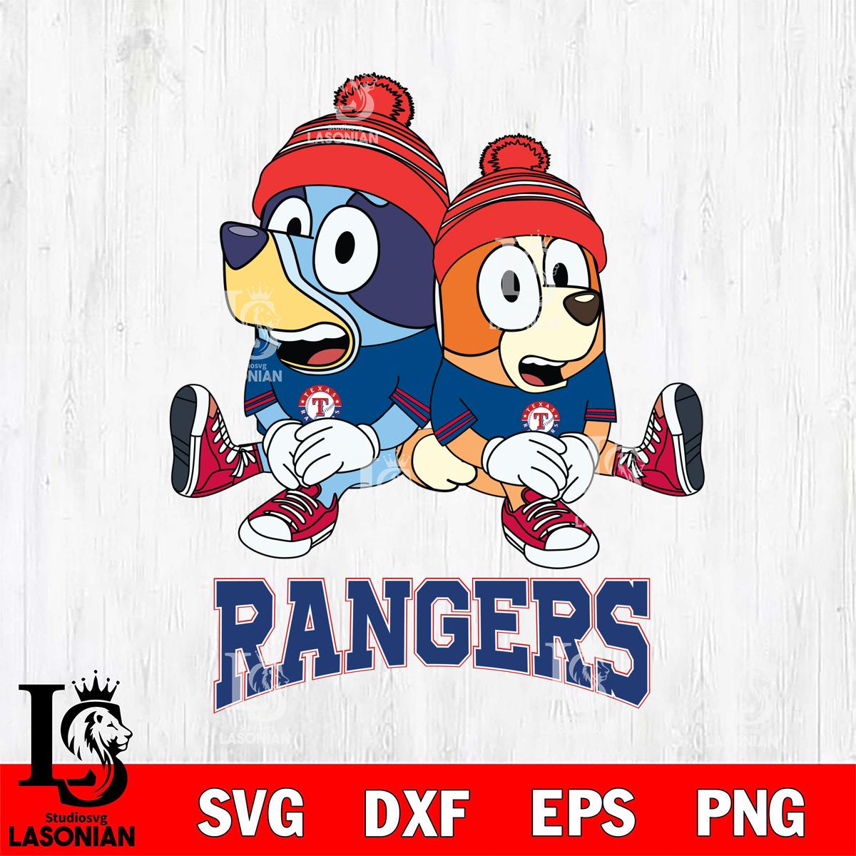 Texas Rangers Christmas Bluey & Bingo Sit – lasoniansvg