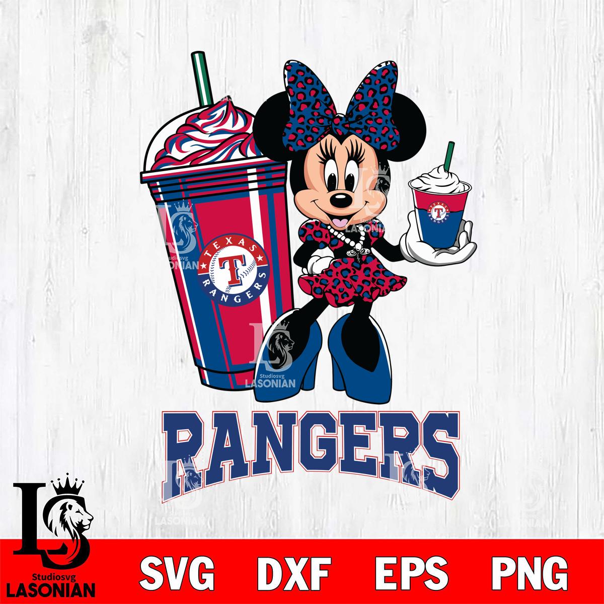 Texas Rangers Minnie Mouse Fan And Coffee – lasoniansvg