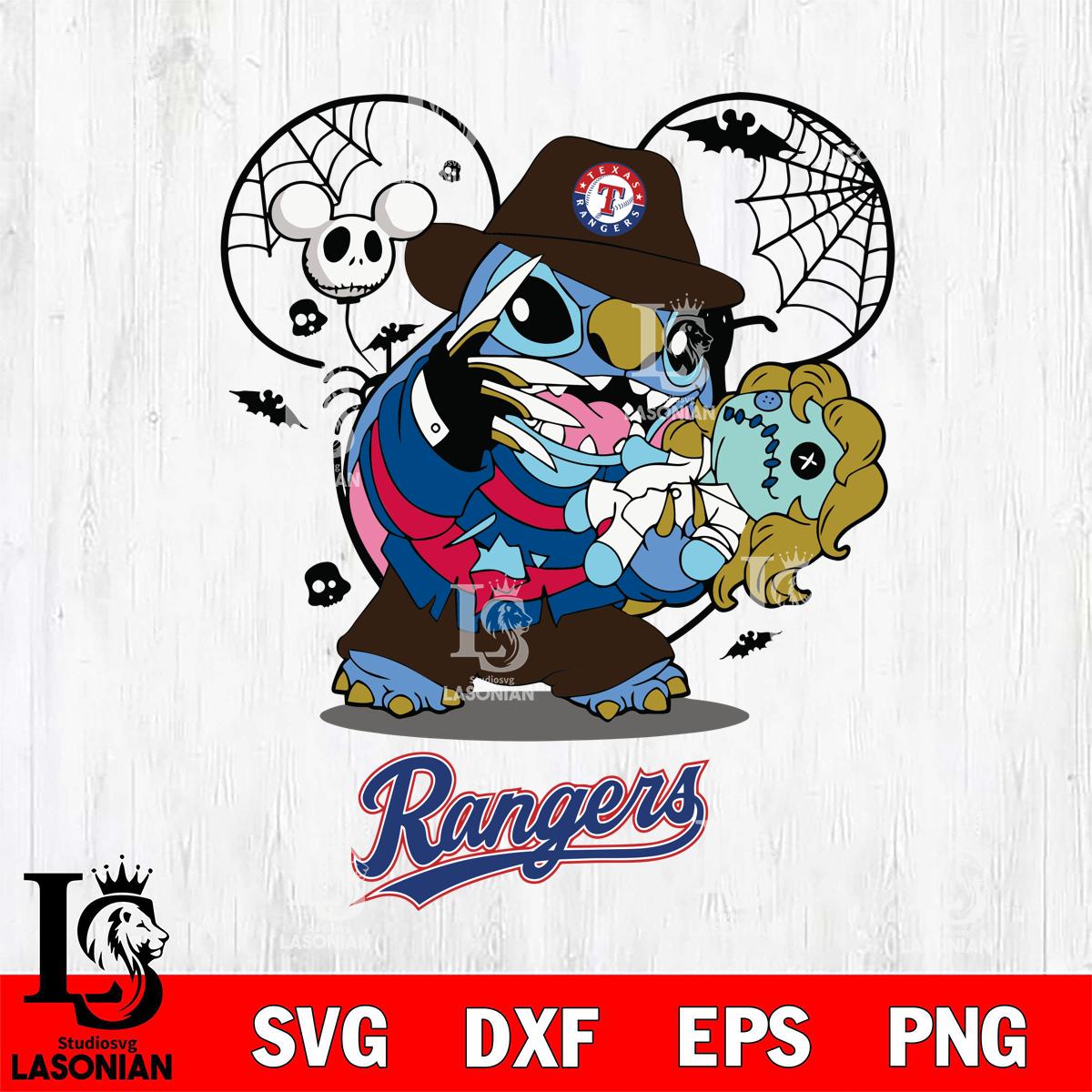 Texas Rangers Stitch Freddy Krueger Halloween – lasoniansvg