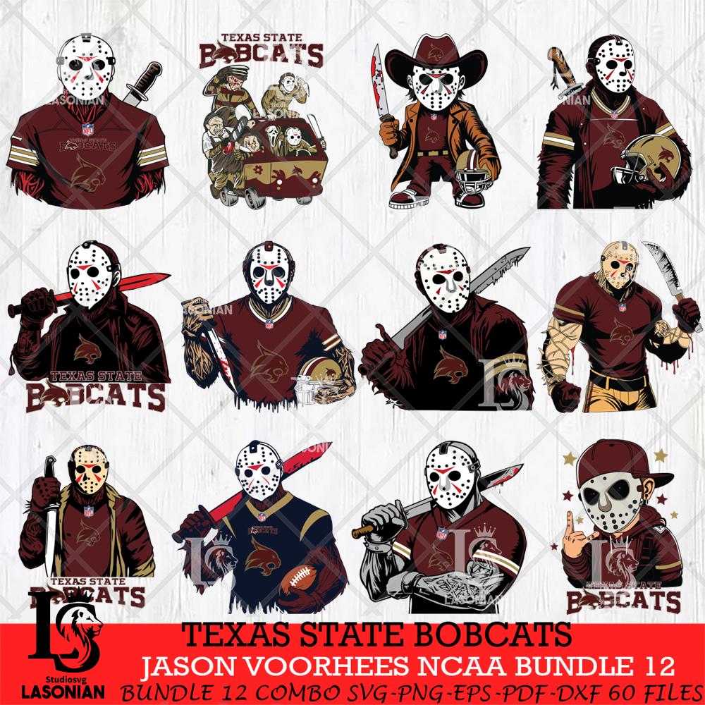 Texas State Bobcats Jason Voorhees Horror Bundle 12 SVG – lasoniansvg