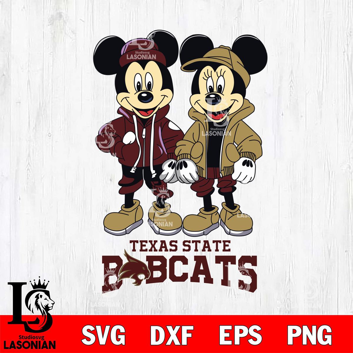 Texas State Bobcats Mickey Minnie Mouse Football – lasoniansvg
