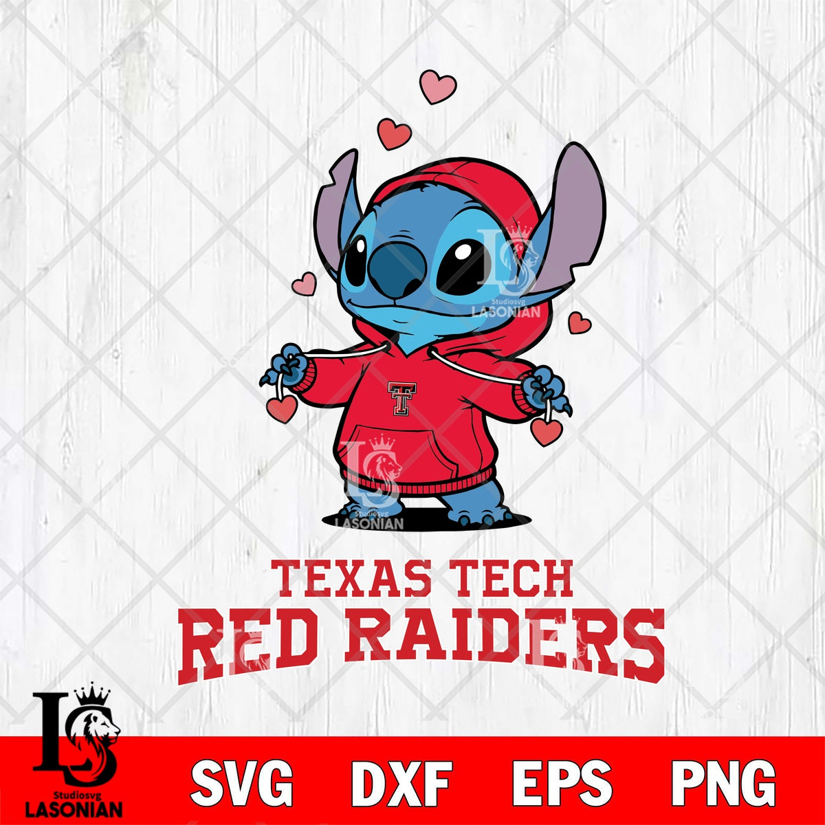 Texas Tech Red Raiders Stitch Valentine Heart Strings File cut ...