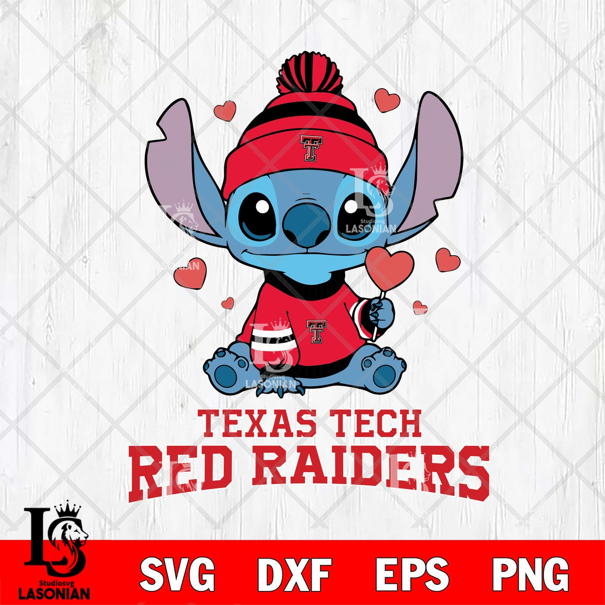Texas Tech Red Raiders Stitch Valentine Holding Heart File cut ...