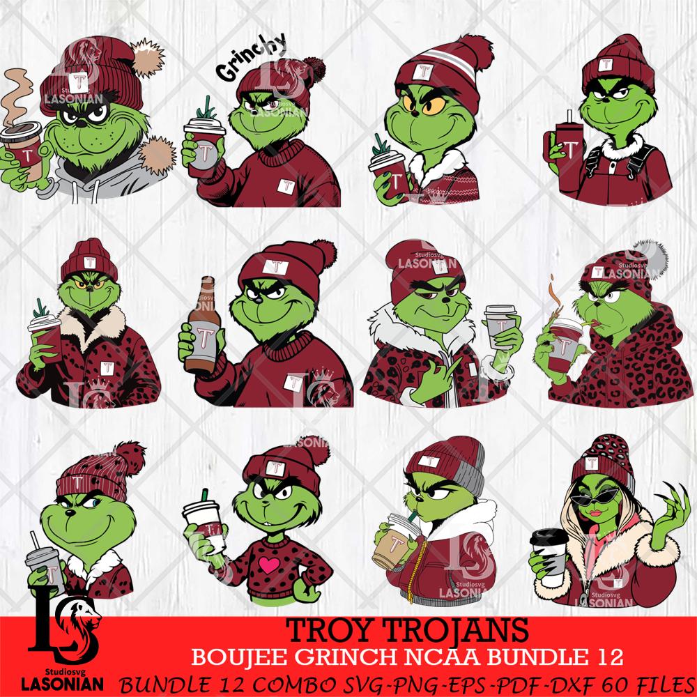 Troy Trojans Boujee Grinch NCAA Bundle 12 SVG – lasoniansvg