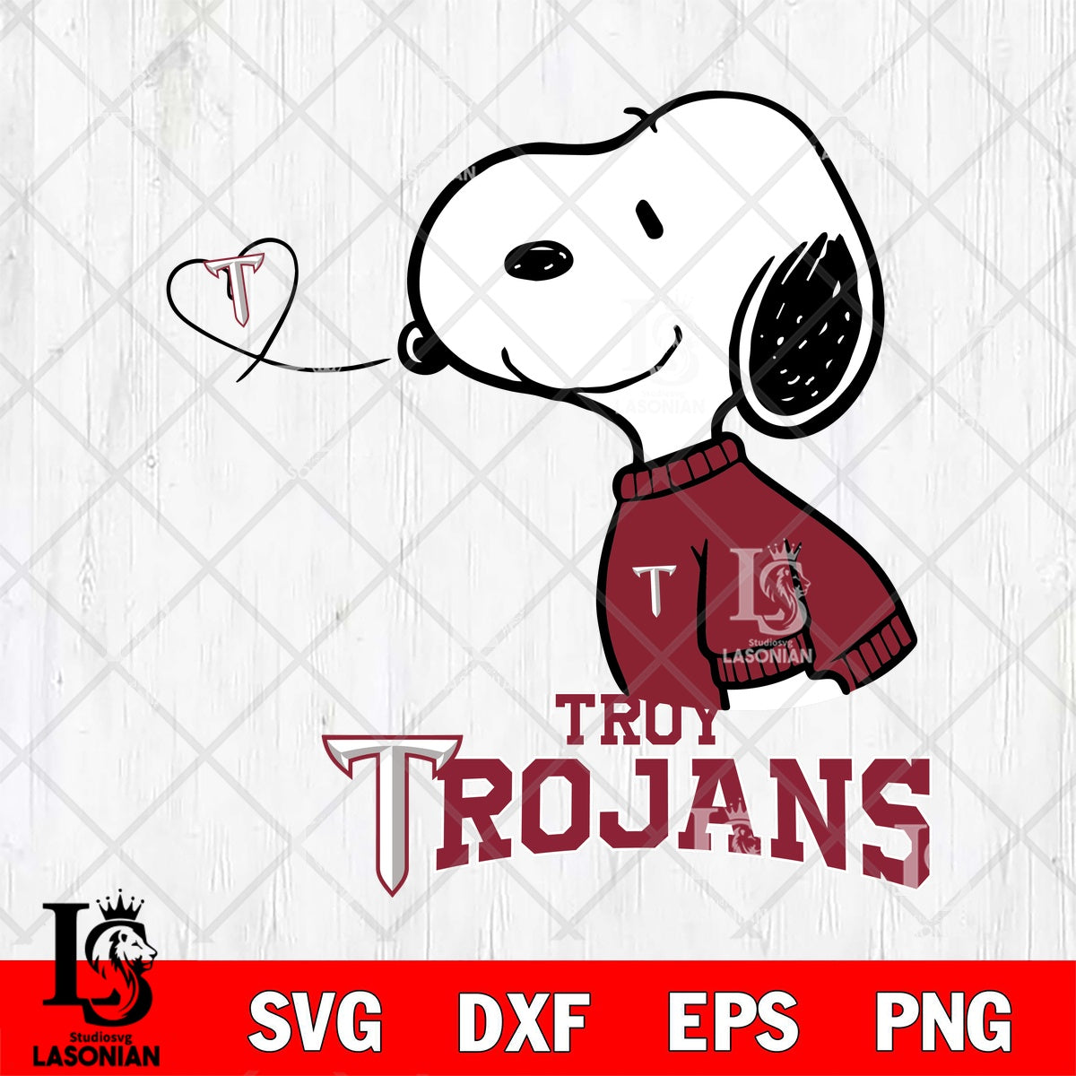Troy Trojans Cute Valentine Snoopy File cut , Criucut , Silhouette ...