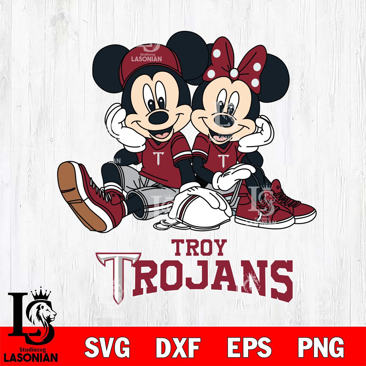 Troy Trojans Mickey Minnie Mouse Football Sit – lasoniansvg