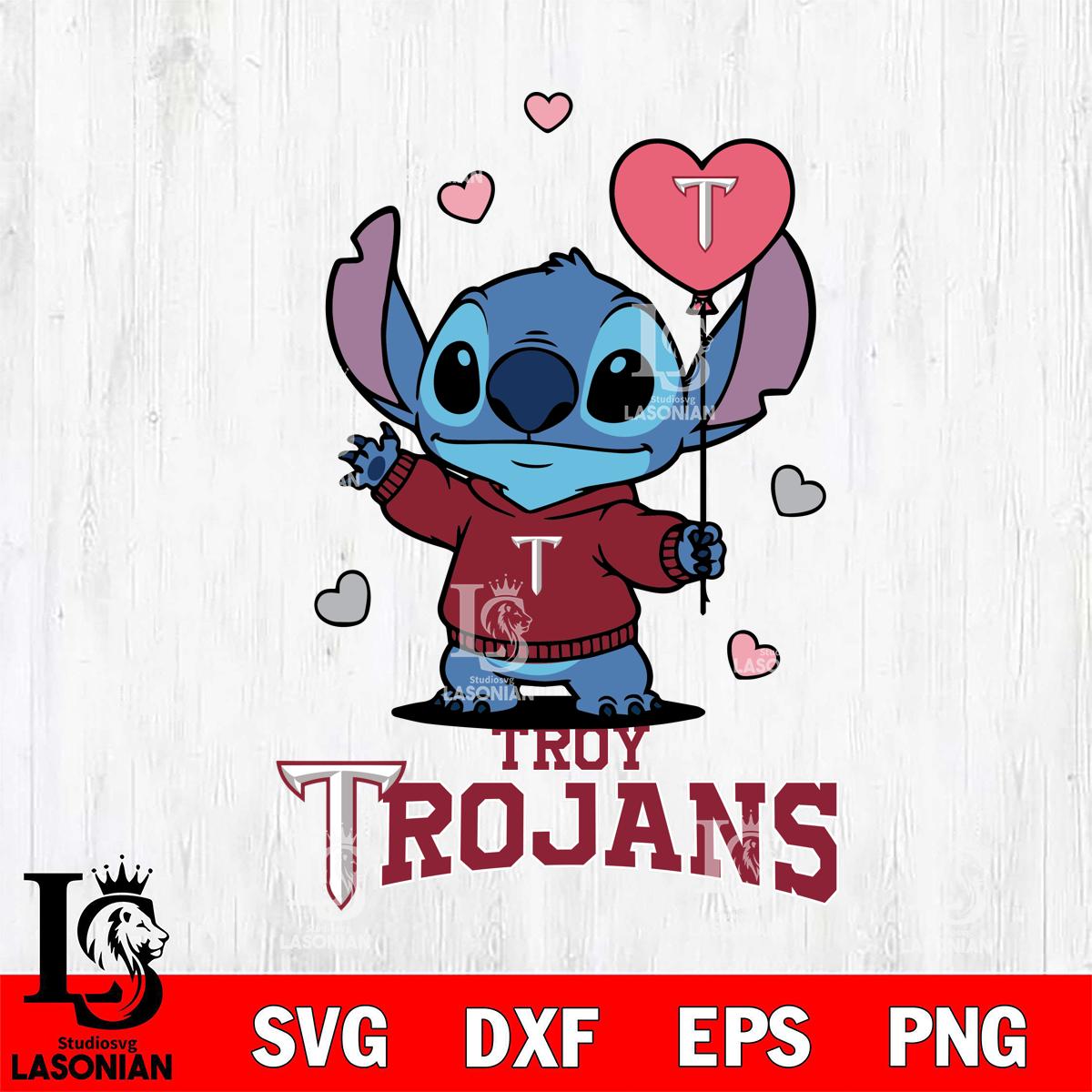 Troy Trojans Stitch Balloons Heart Digital Download, NCAA SVG DXF EPS ...