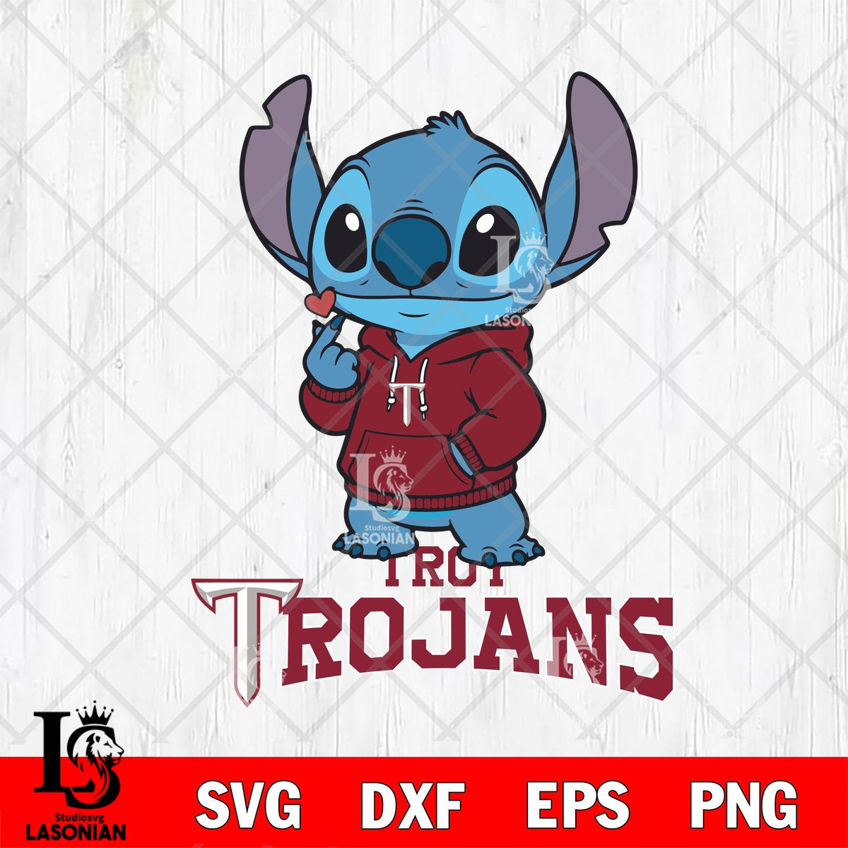 Troy Trojans Stitch finger heart File cut , Football Criucut , Digital ...