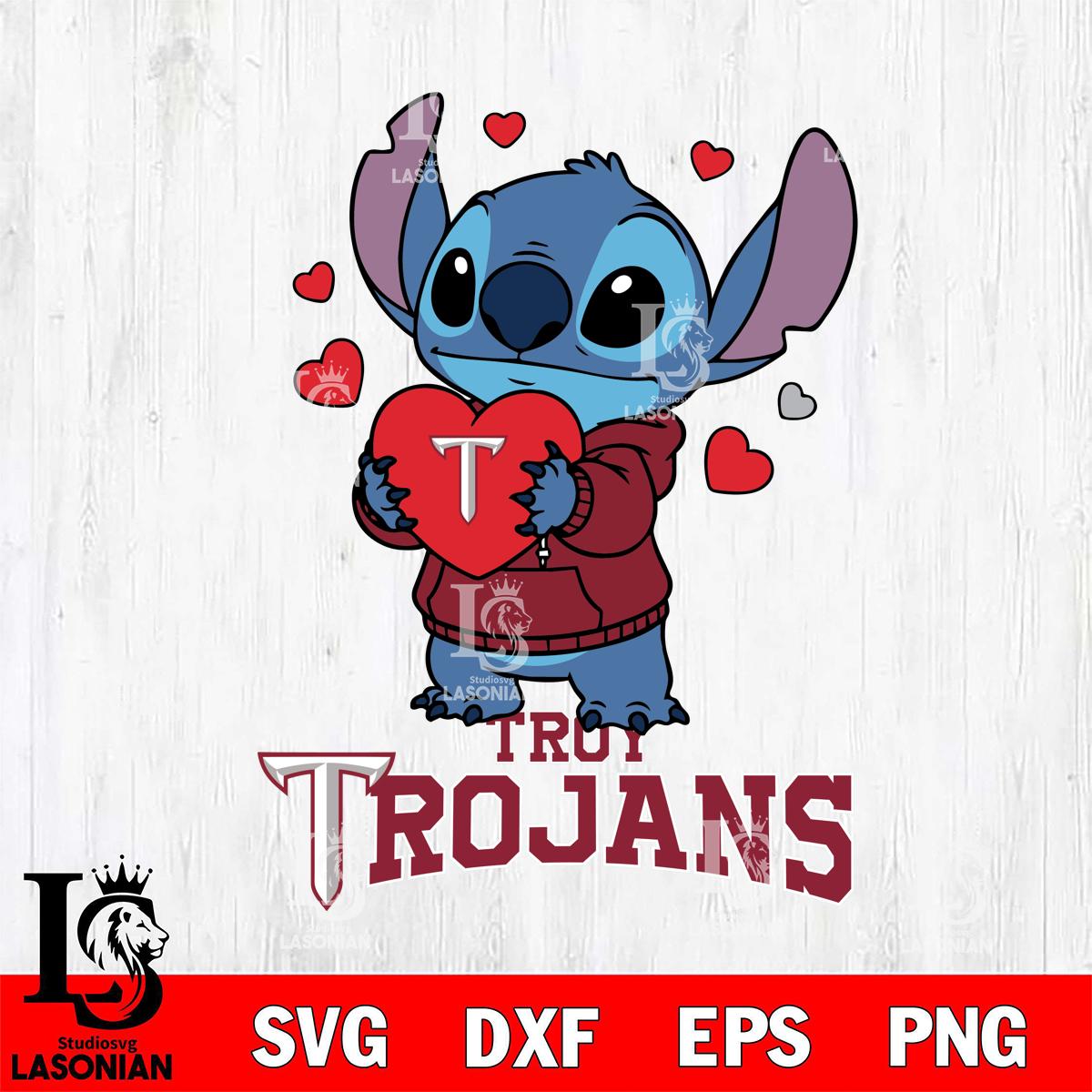 Troy Trojans Stitch heart Digital Download, NCAA SVG DXF EPS PNG PDF ...