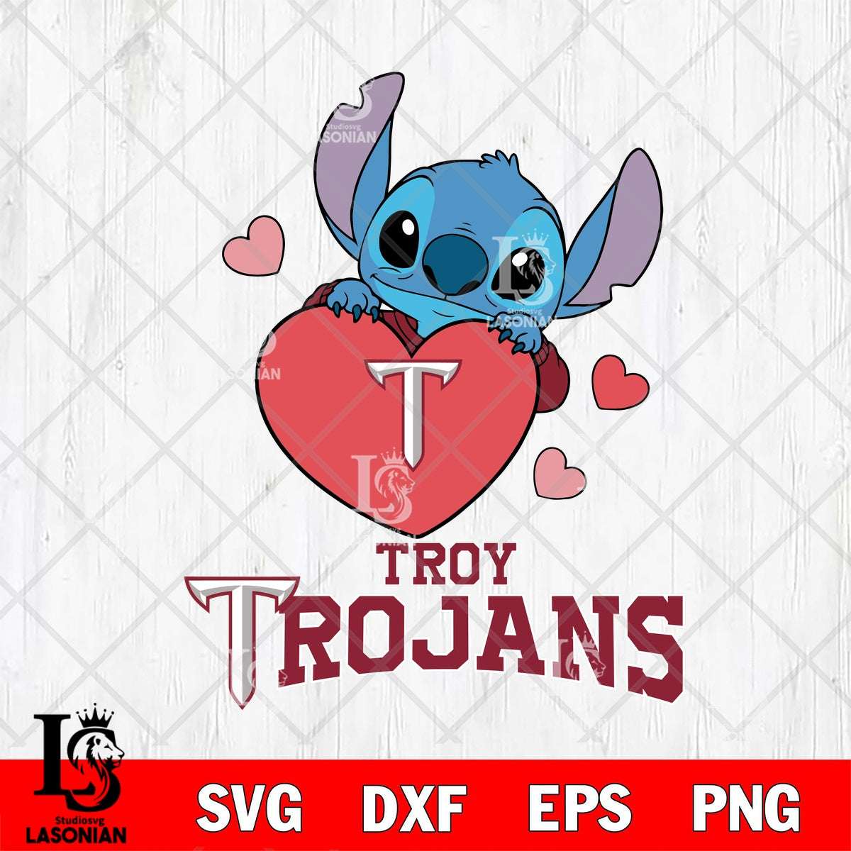 Troy Trojans Stitch hugging heart File cut , Football Criucut , Digital ...