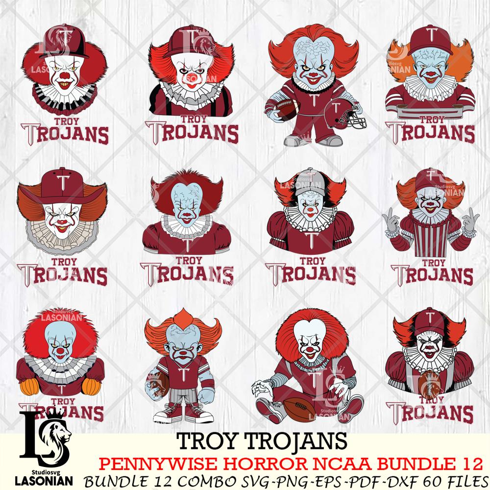 Troy Trojans Pennywise Horror NCAA Bundle 12 SVG – lasoniansvg