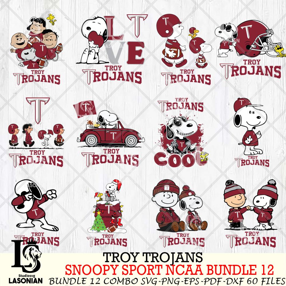 Troy Trojans Snoopy NCAA Bundle 12 SVG – lasoniansvg