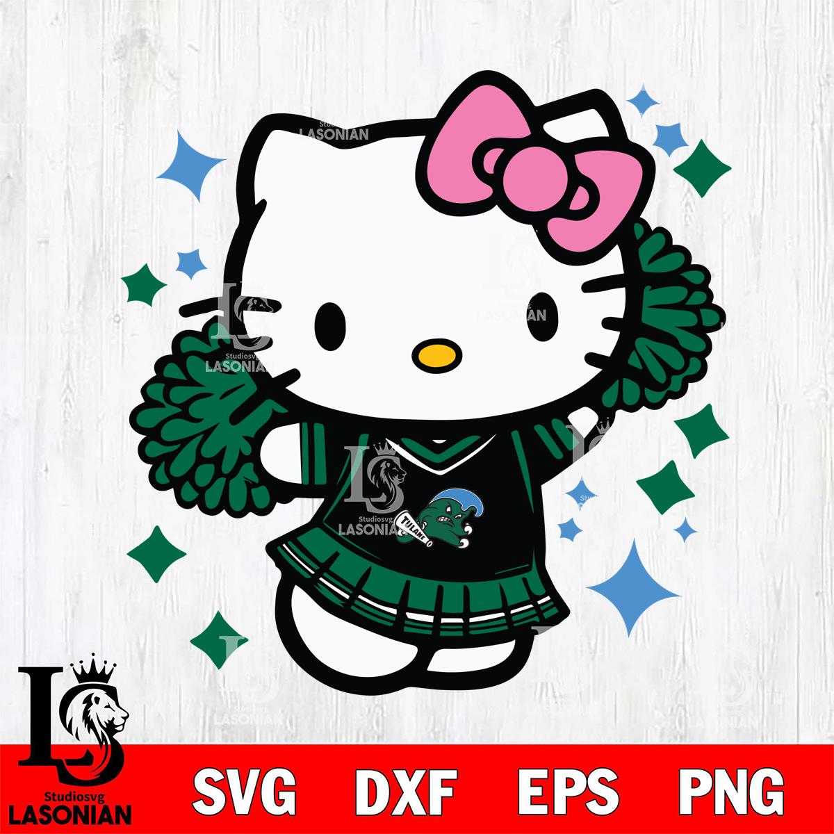 Tulane Green Wave Hello Kitty Cheerleader 4 – lasoniansvg