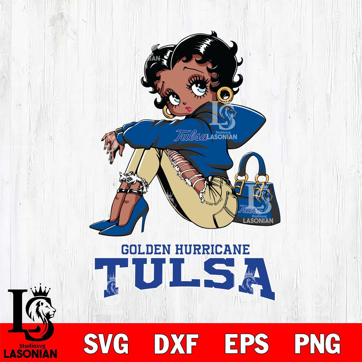 Tulsa Golden Hurricane Betty Boop Black Fan Girl – lasoniansvg