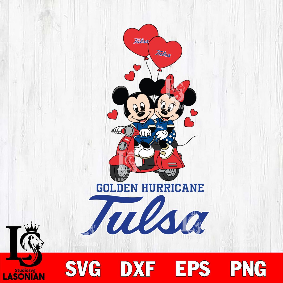 Tulsa Golden Hurricane Mickey and Minnie Mouse Valentine File Cut, NCAA ...