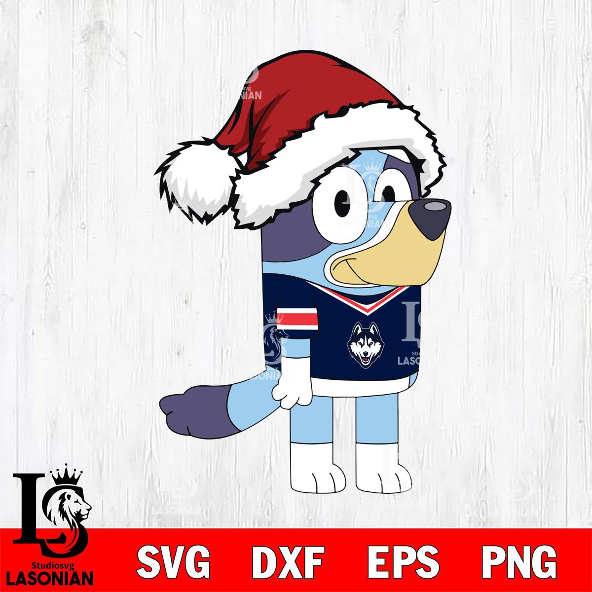 UConn Huskies Bluey Cartoon Christmas – lasoniansvg