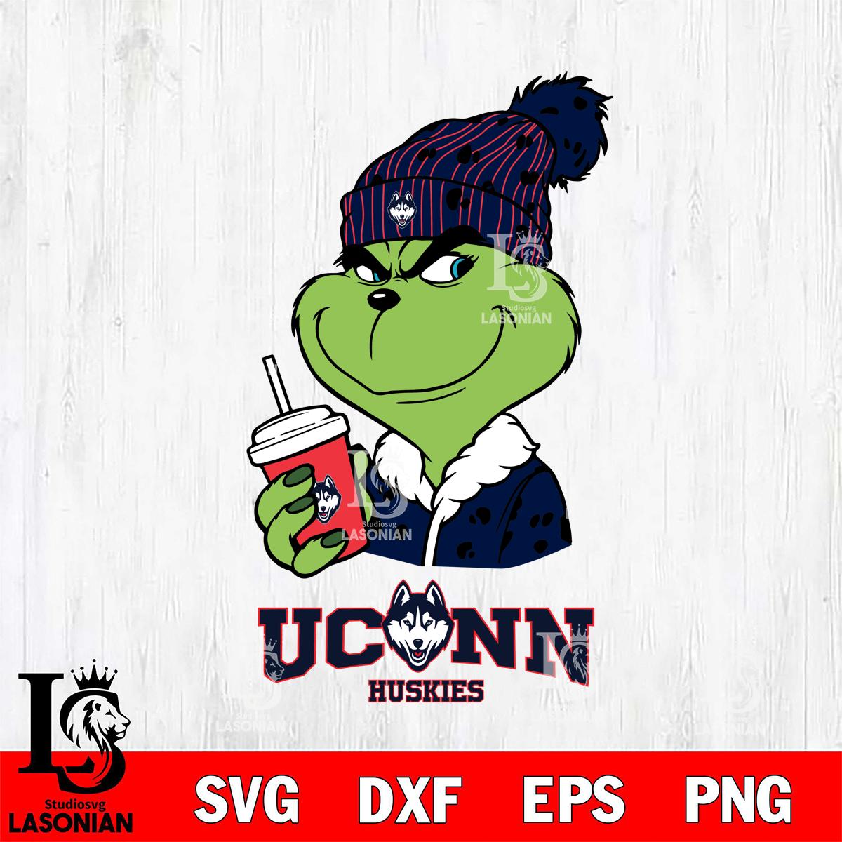 UConn Huskies Grinch Cofffe Christmas – lasoniansvg