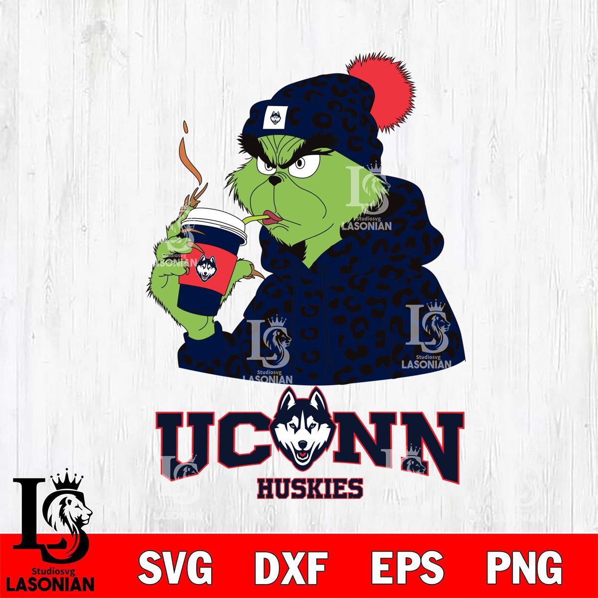 UConn Huskies Grinch Leopard Christmas – lasoniansvg