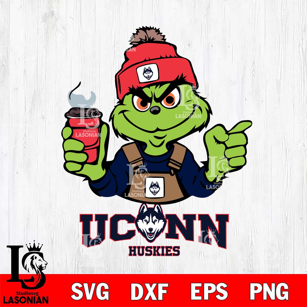 UConn Huskies Grinch with coffee – lasoniansvg