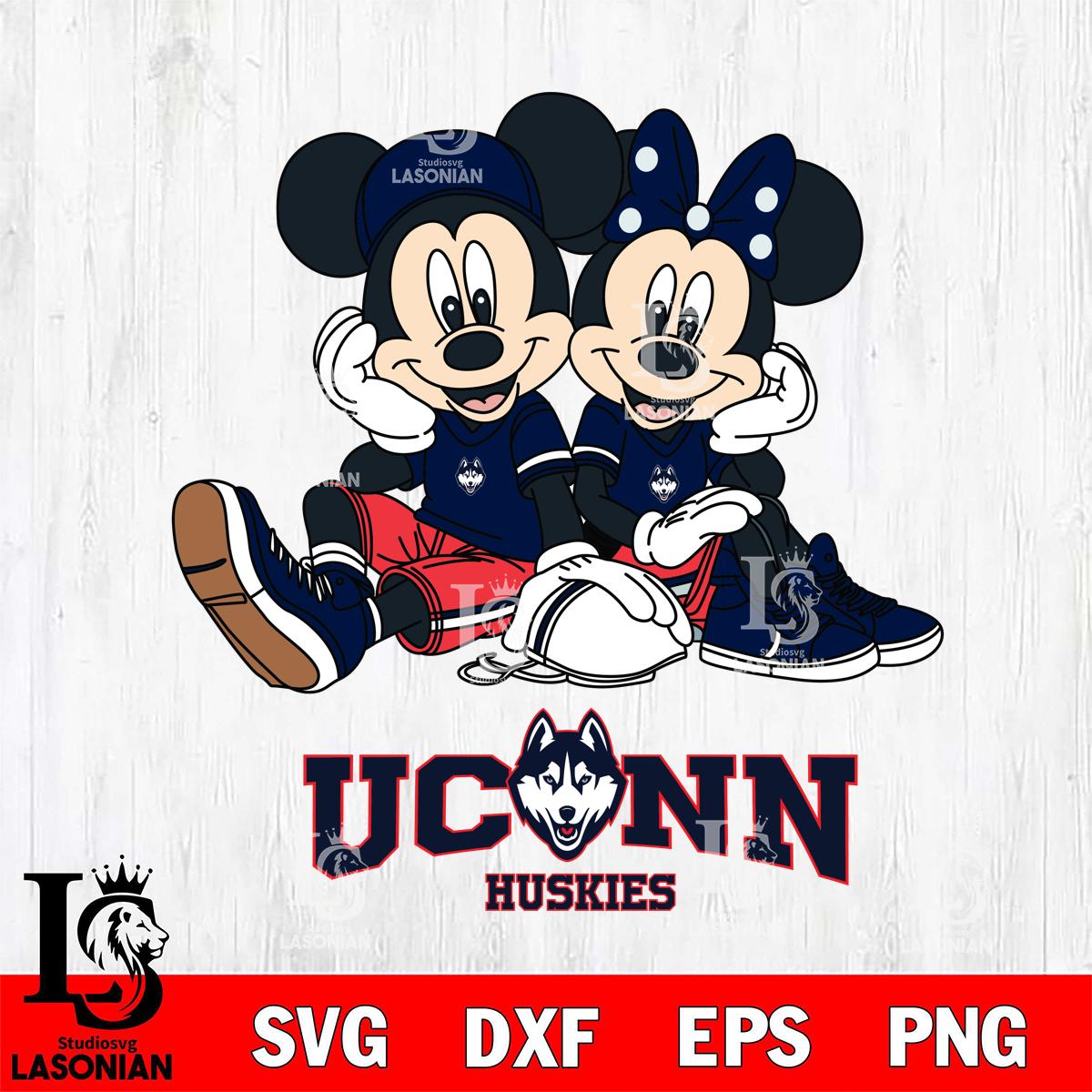 UConn Huskies Mickey Minnie Mouse Football Sit – lasoniansvg