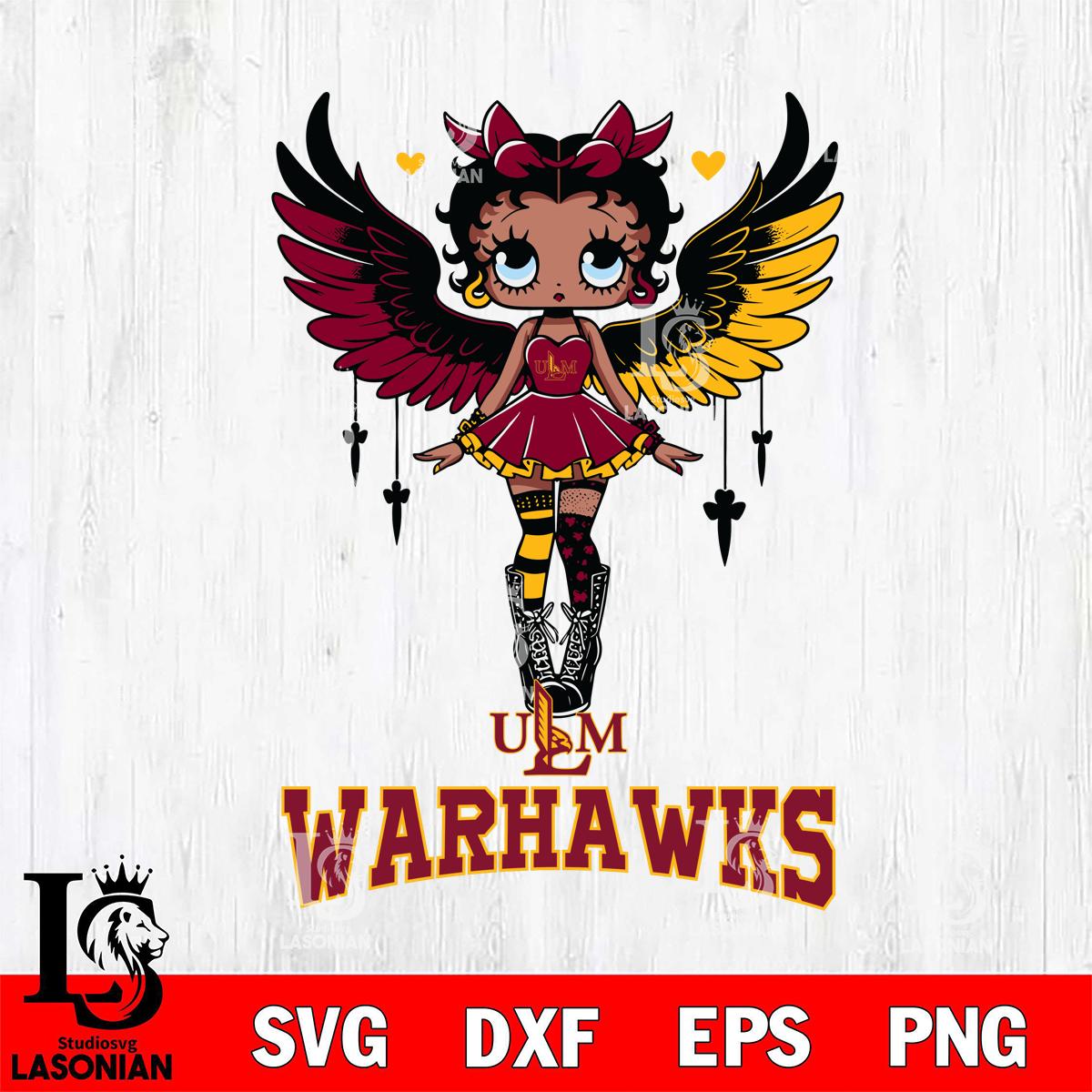 UL Monroe Warhawks Anglel Black Fan Girl Betty Boop – lasoniansvg