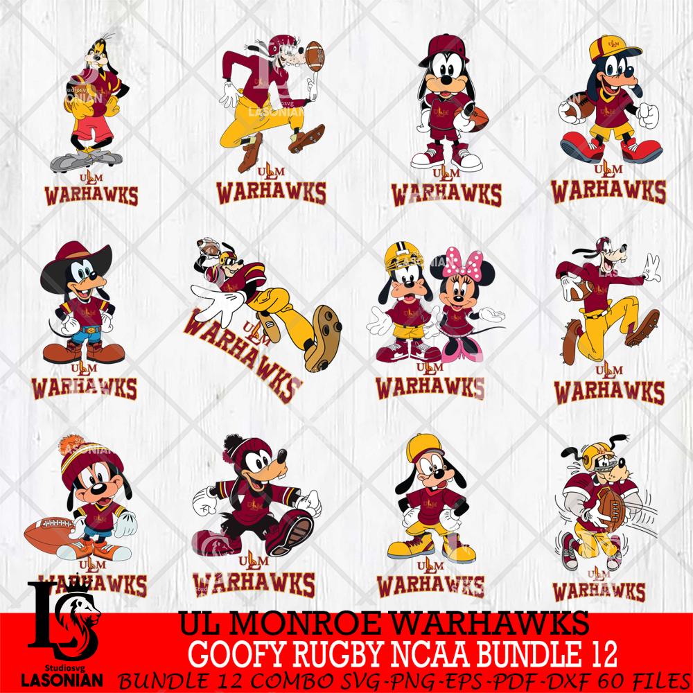 UL Monroe Warhawks Goofy Rugby Disney NCAA Bundle 12 – lasoniansvg