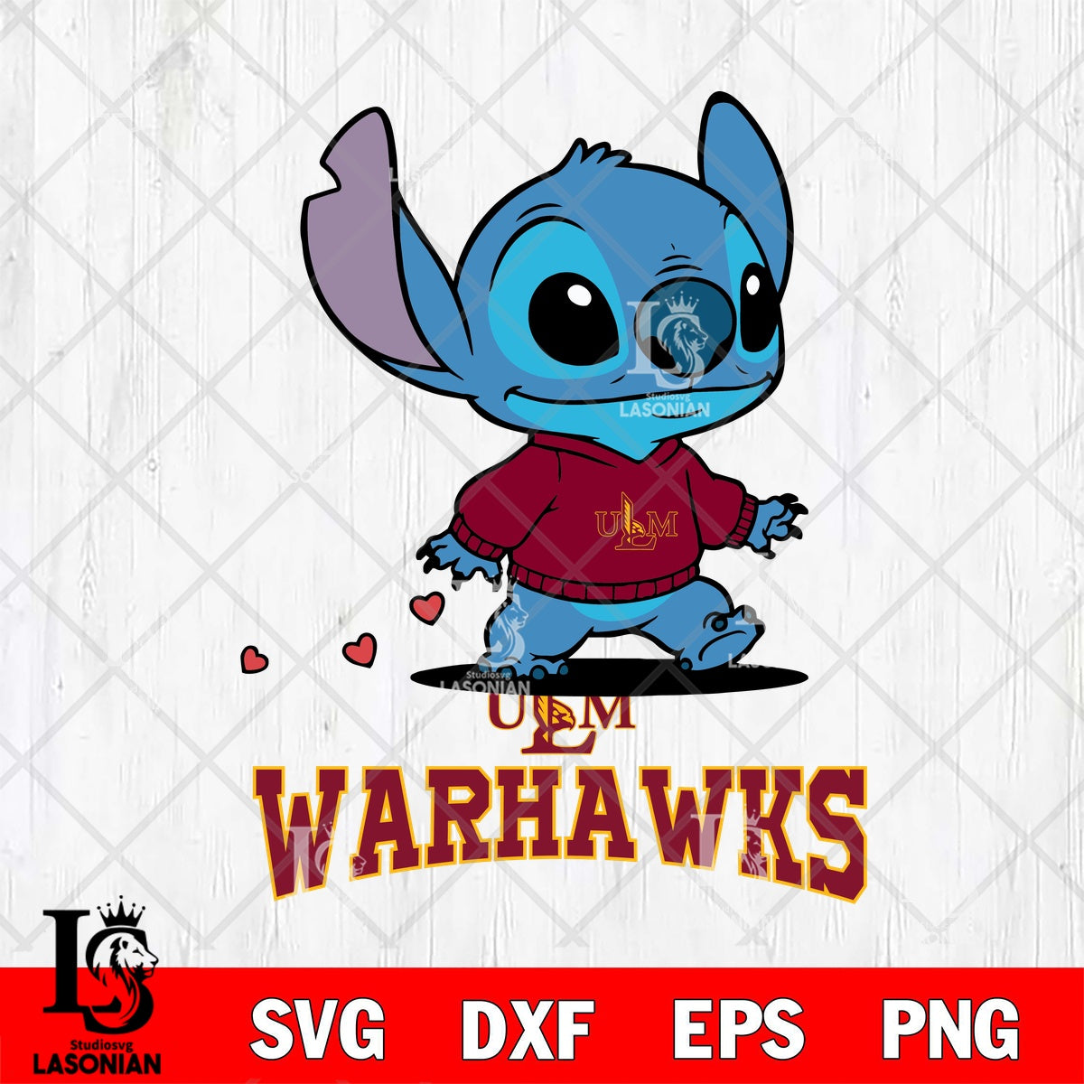 UL Monroe Warhawks Stitch walking cartoon File cut , Football Criucut ...