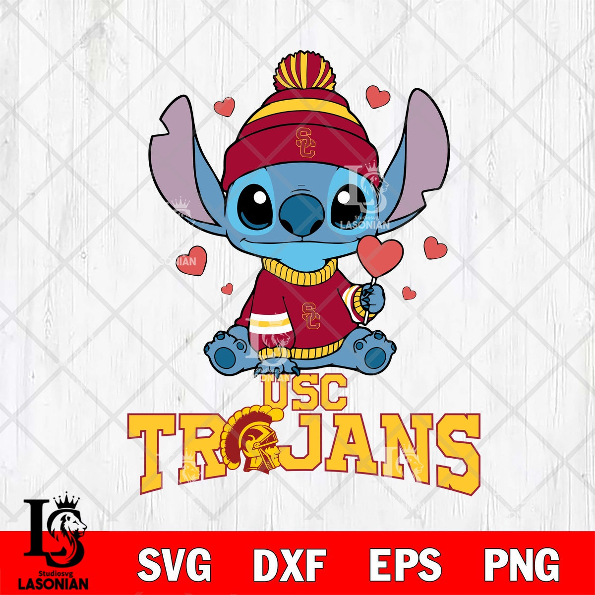 USC Trojans Stitch Valentine Holding Heart File cut , Football Criucut ...