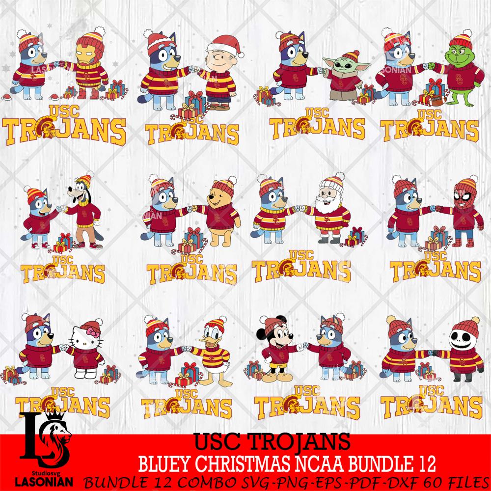 USC Trojans Bluey friends christmas NCAA Bundle – lasoniansvg
