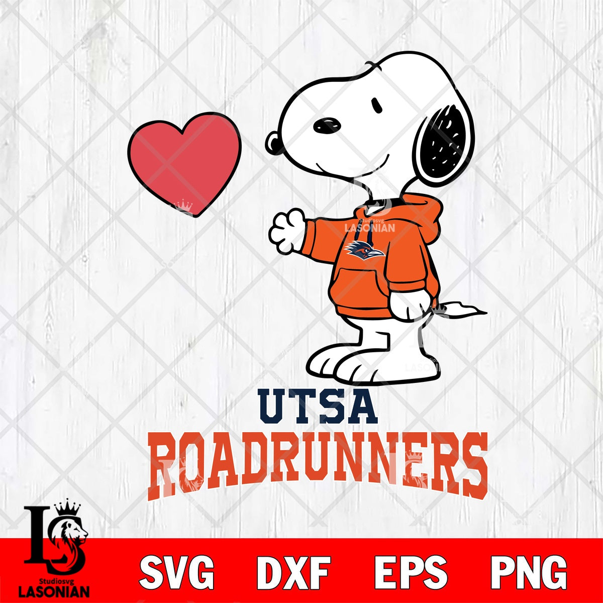 UTSA Roadrunners Snoopy with Heart File cut , Criucut , Silhouette ...