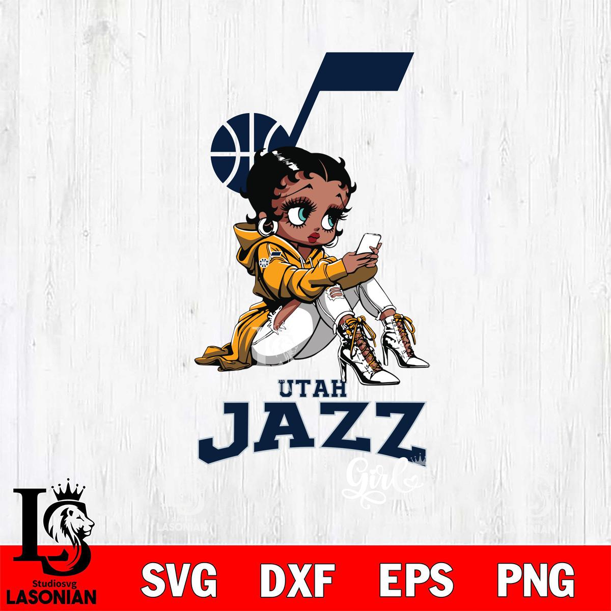 Utah Jazz Beauty Black Fan Girl Football – lasoniansvg